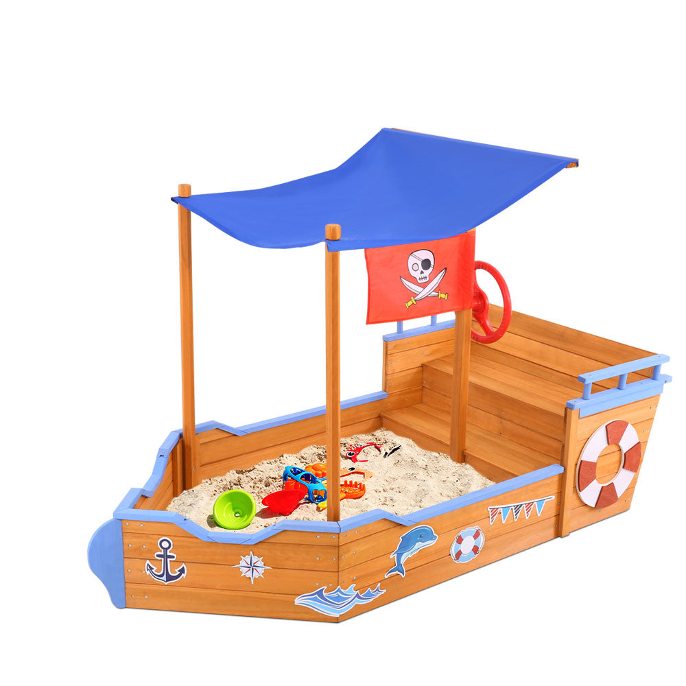 Keezi Boat Sand Pit With Canopy – Go Warehouse